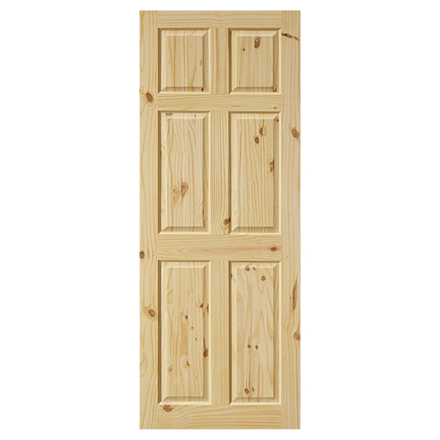 PUERTA PINO RADIATA CON NUDOS 6 TABLEROS 0.75 m x 2.10 m